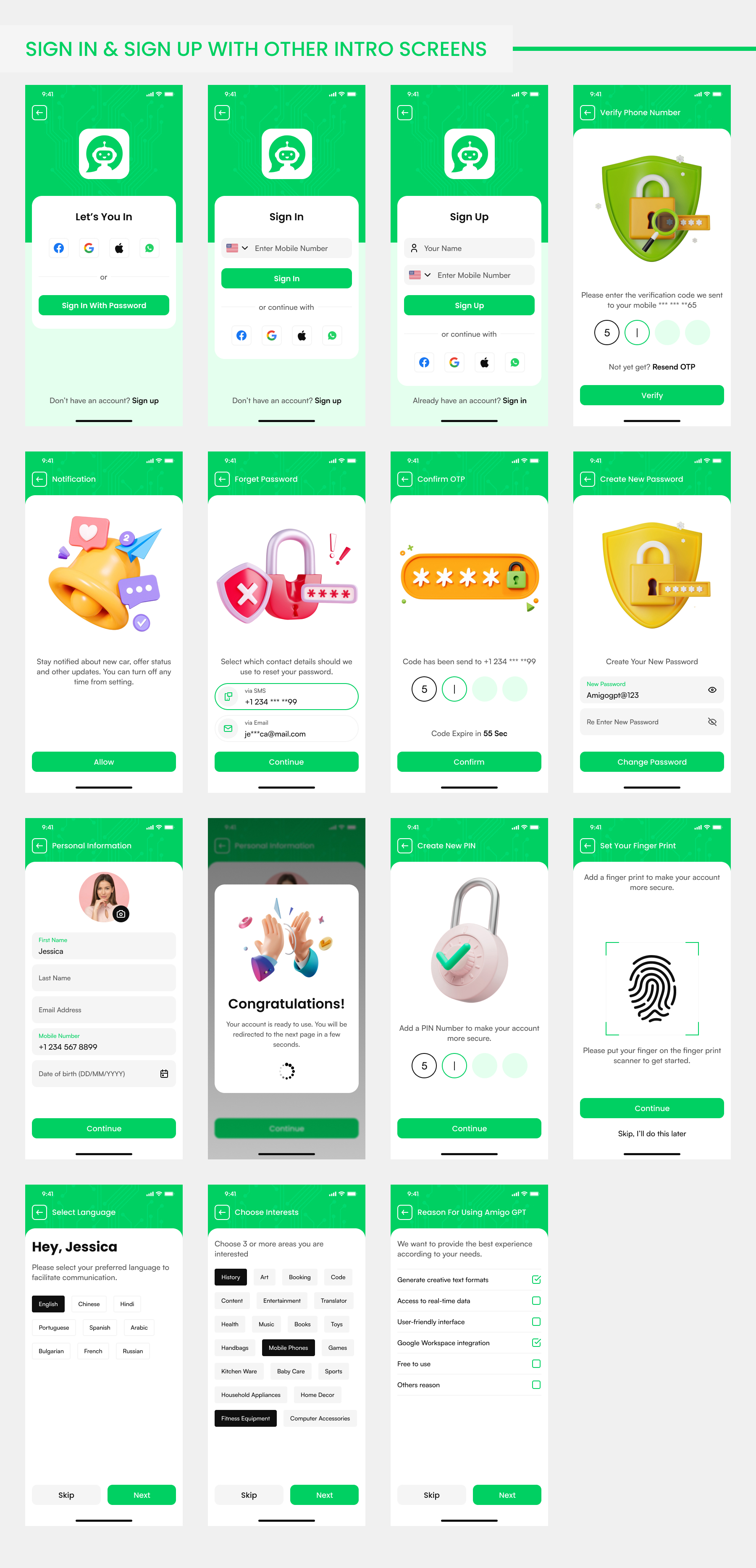AI Chatbot GPT Mobile App UI Kit Figma Template - Amigo GPT by The_Krishna